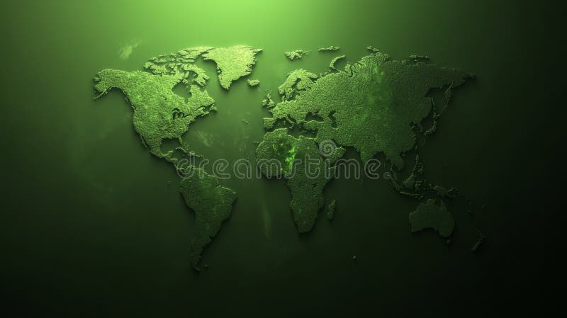 Vibrant Green Planet Earth Map on Eco Friendly Background for ...