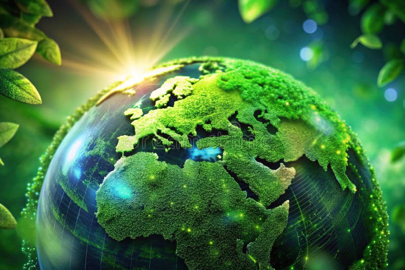 A Vibrant Green Planet Word Cloud an Abstract Visual Representation of ...