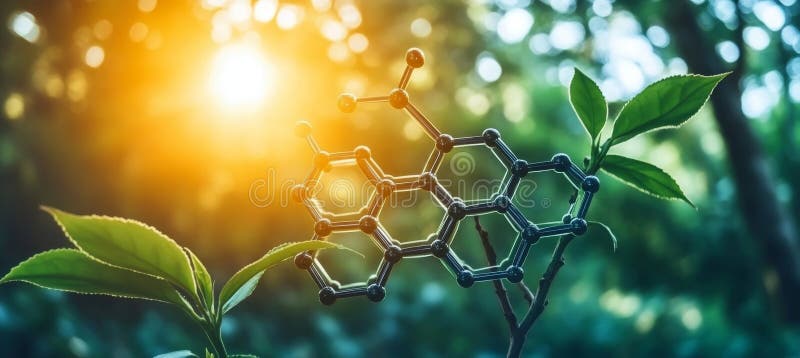 Vibrant Green Plants in a Natural Environment with Molecular Model ...