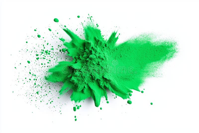 Vibrant Green Powder Scattered on a White Backdrop, Celebrating Holi ...