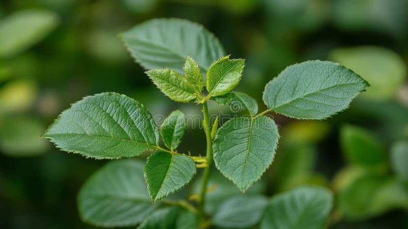 Vibrant Green Rose Bush Leaves Emerging New Growth Stock Illustration ...