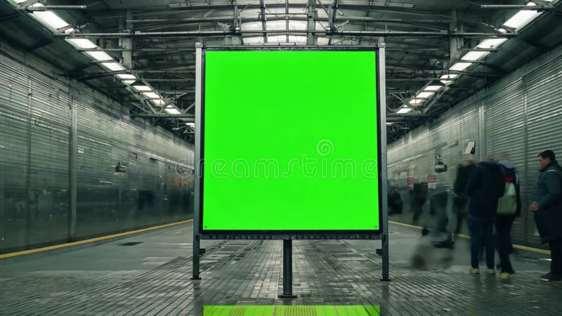 Green Screen Setup in a Busy Urban Transit Station Showcasing AI ...