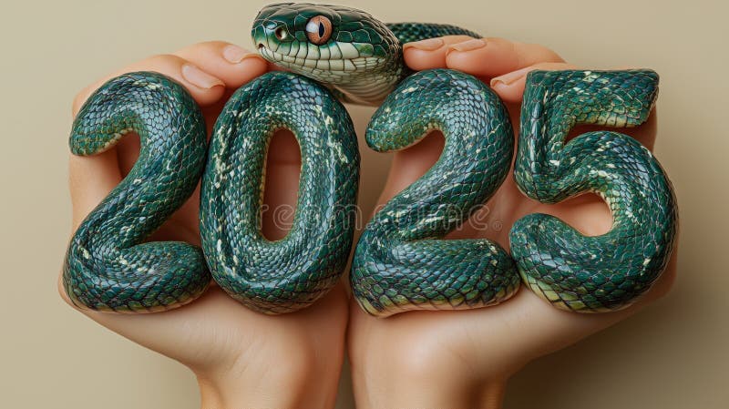 Green Snake Playfully Slithering Over Bold Numbers Representing the New ...
