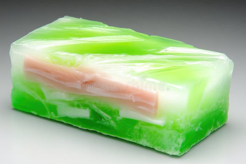 Vibrant Green Soap Bar with Pink Swirl and Translucent Texture Stock ...