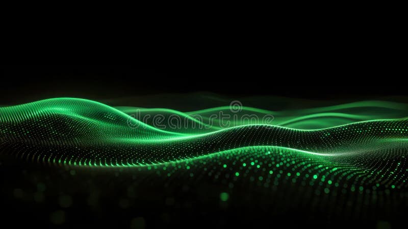 Vibrant Green Speed Lines and Glow Particles Create a Dynamic Abstract ...