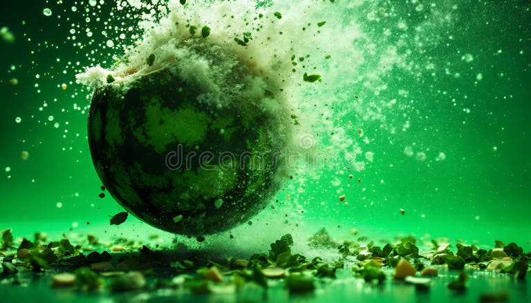 Vibrant Green Sphere Exploding into Powder: Dynamic Food Photography ...