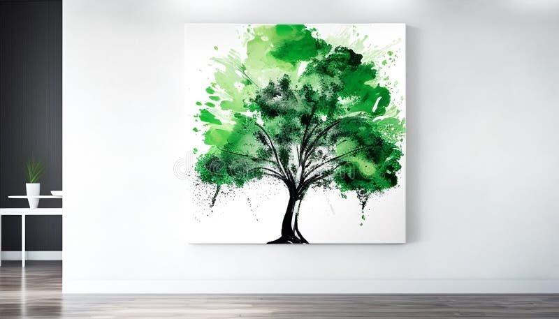 "Vibrant Green Tree Against a White Background", Made with Generative ...