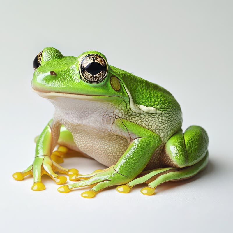 Vibrant Green Tree Frog on White Background Stock Illustration ...