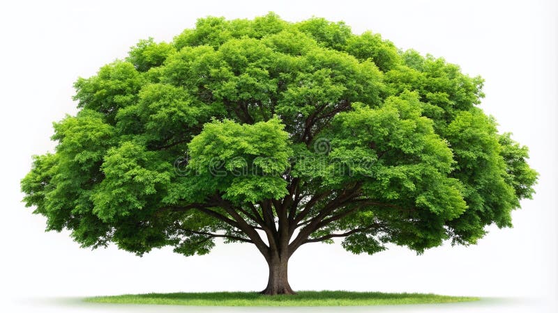 Vibrant Green Tree Panoramic Image Isolated on White Background with ...