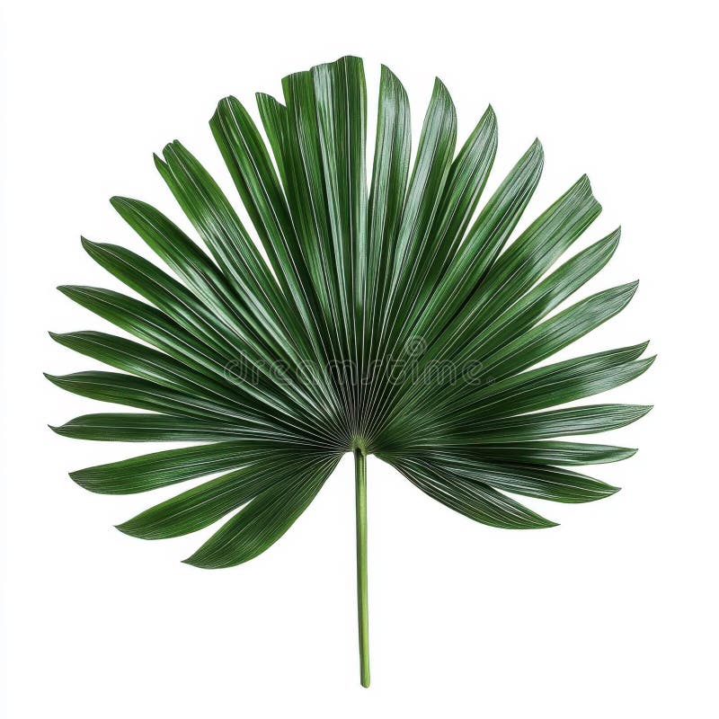 Vibrant Green Tropical Leaf with Fan-like Shape on White Background ...