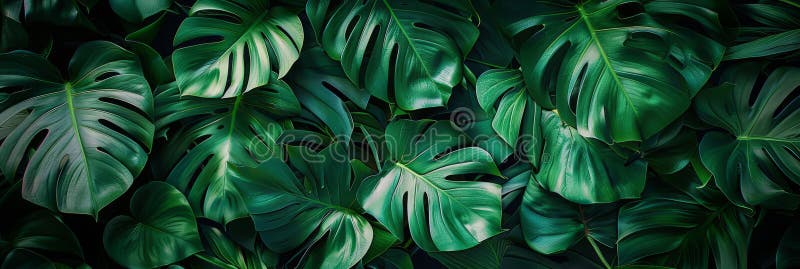 Vibrant Green Tropical Leaves. Natural Texture and Glossy Appearance ...