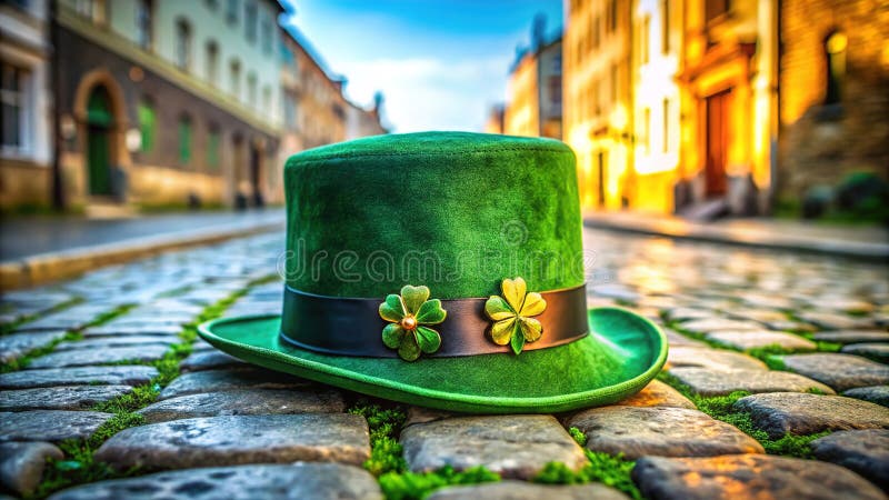 Vibrant Green Velvet St. Patrickâ€™s Day Hat Decoration Stock ...