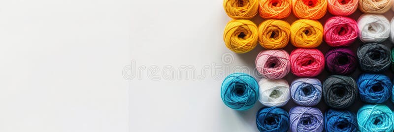 A Vibrant Grid of Colorful Yarn Rolls Sits Against a White Background ...