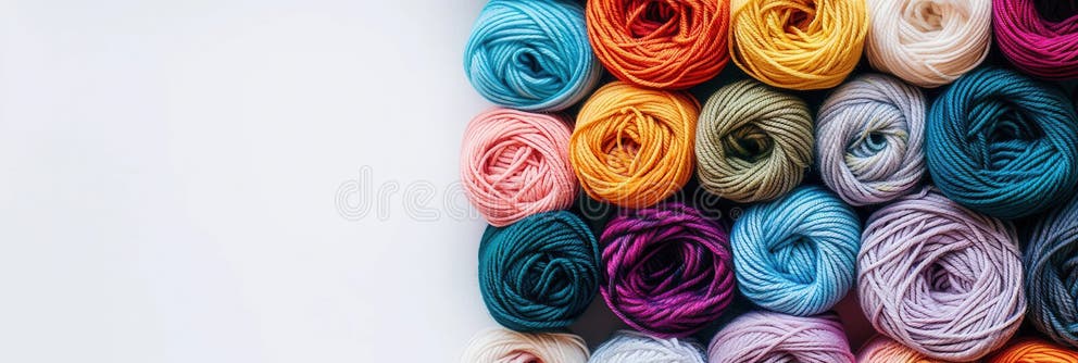 A Vibrant Grid of Multicolored Yarn Rolls is Displayed on a Clean White ...
