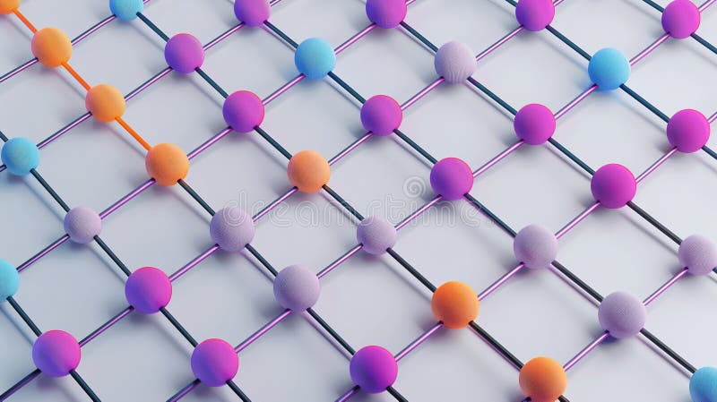 Vibrant Grid Pattern with Interconnected Spheres 3d Rendering Image, Ai ...
