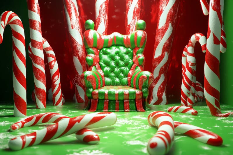 A Vibrant Grinch-themed Backdrop Featuring a Plush Green and Red Throne ...