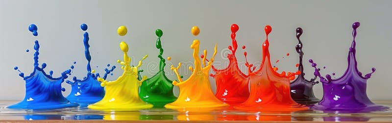 A Vibrant Group of Paint Splashes Colliding and Overlapping, Creating a ...