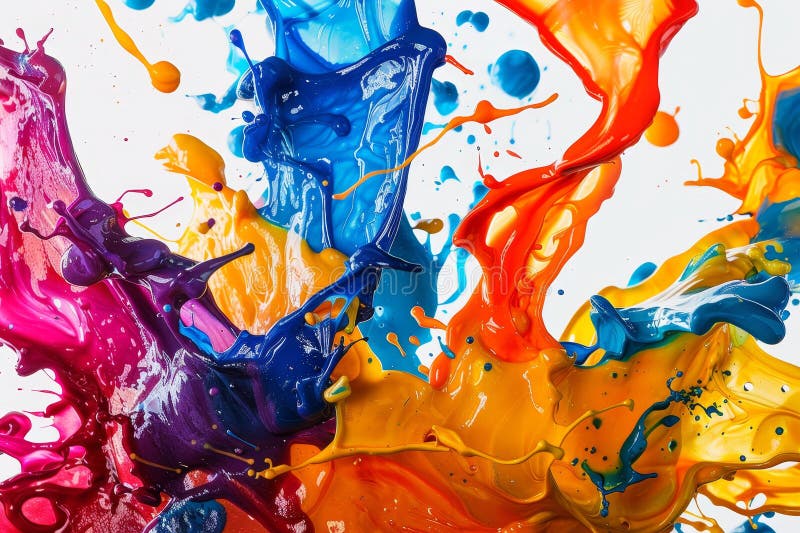 A Vibrant Group of Paint Splashes Colliding and Overlapping on Top of ...