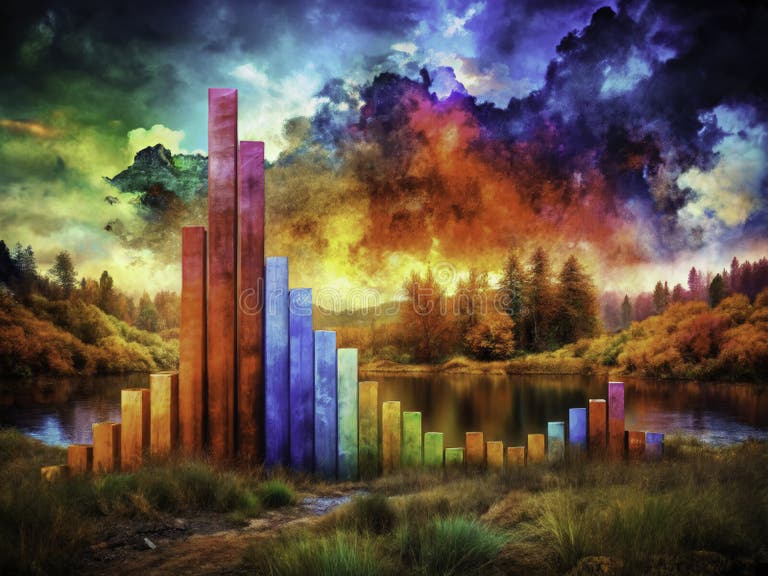 A Vibrant Grunge Data Visualization Landscape Abstract Bar Graph Art ...
