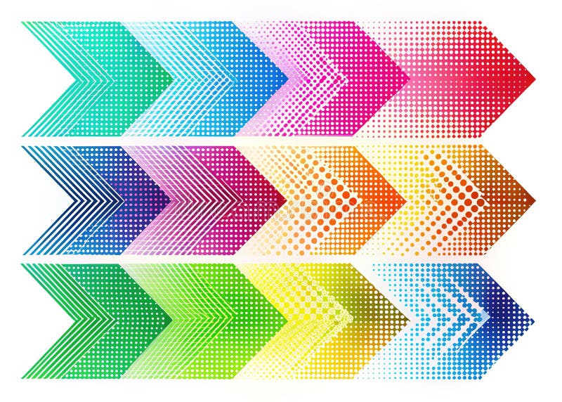 Dynamic Halftone Arrows Abstract Geometric Shapes for Modern Design Illustration Stock ...