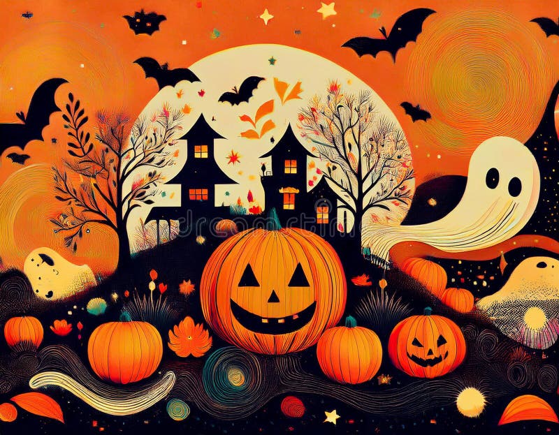 Vibrant Halloween Collage Illustration Stock Image - Image of design ...
