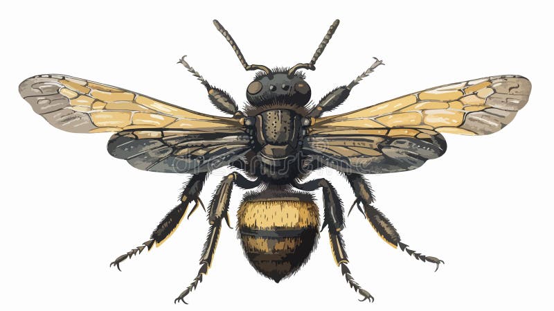 Vibrant Hand Drawn Bee Illustration Vector for Design Projects Stock ...