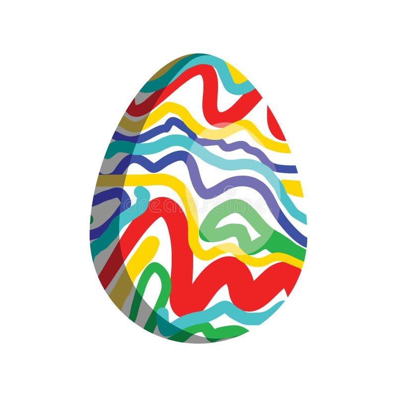 Vibrant Hand-Drawn Easter Egg with Unique Stripes & Waves Stock Vector ...