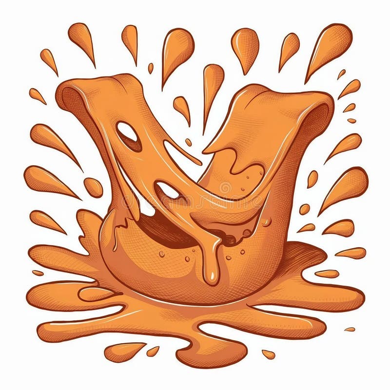 Splash of Caramel Sauce Illustration with Dynamic Drips and Drops Stock ...