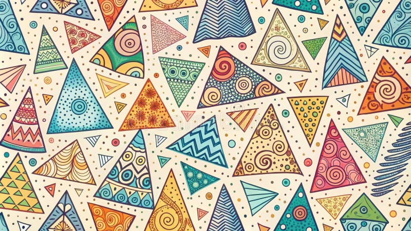 Vibrant Hand-drawn Triangle Pattern Featuring Intricate Designs and ...