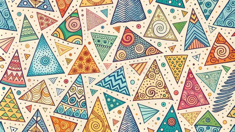Vibrant Hand-drawn Triangle Pattern Featuring Intricate Designs and ...