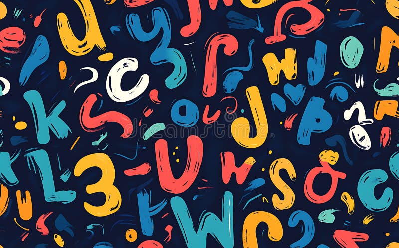 Vibrant Hand-Painted Alphabet Letters Background Seamless Pattern ...