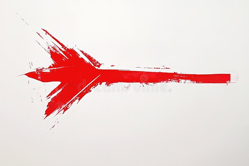 Bold Red Arrow: Hand-Painted Brush Stroke Directional Graphic Element ...