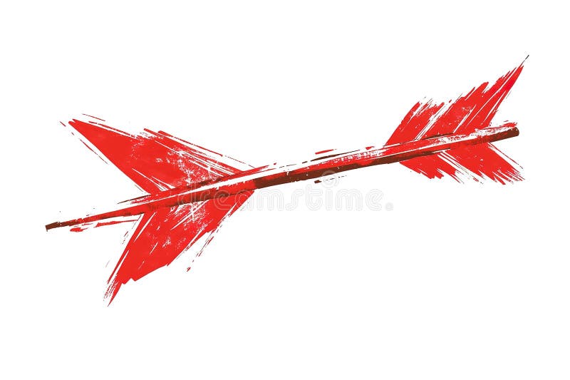 Bold Red Arrow: Hand-Painted Brush Stroke Direction Indicator Graphic ...