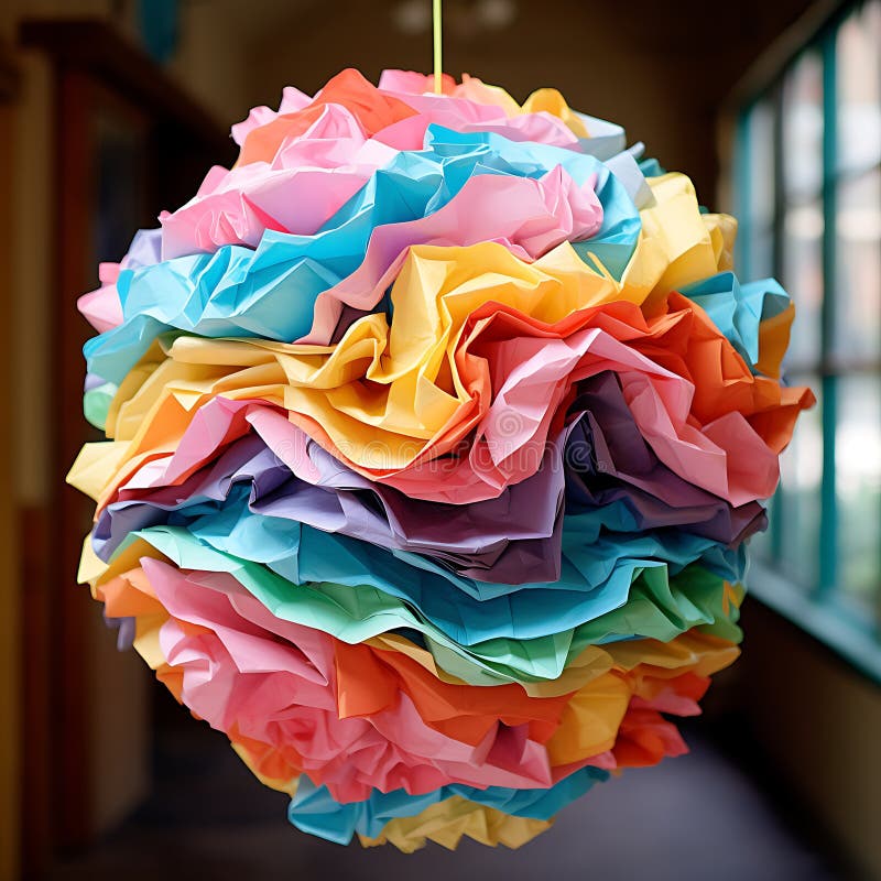 A Colorful Paper Ball from a String Stock Illustration - Illustration ...