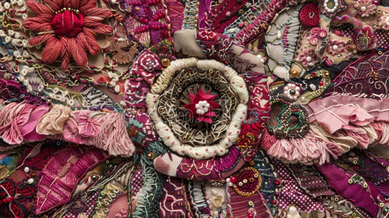 Vibrant Handmade Patchwork Quilt with Embroidery and Beadwork Detail ...