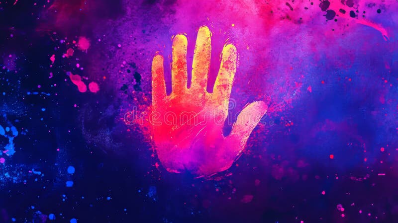 Vibrant Handprint in Colorful Splatter Abstract Art Stock Photo - Image ...