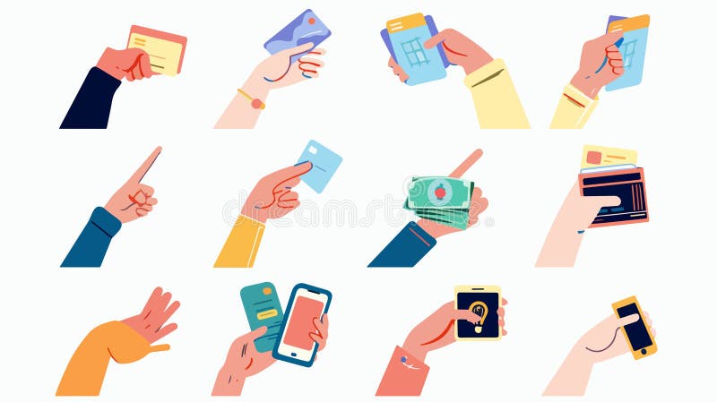 Vibrant Hands Holding Various Objects - Creative Collection of Colorful Hands with Objects Stock ...