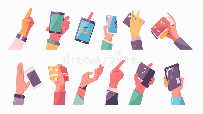 Vibrant Hands Holding Various Objects - Creative Collection of Colorful Hands with Objects Stock ...