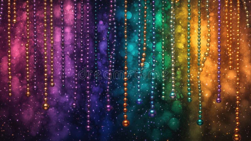 Vibrant Hanging Beads with Galactic Multicolor Glow. Happy Mardi Gras ...