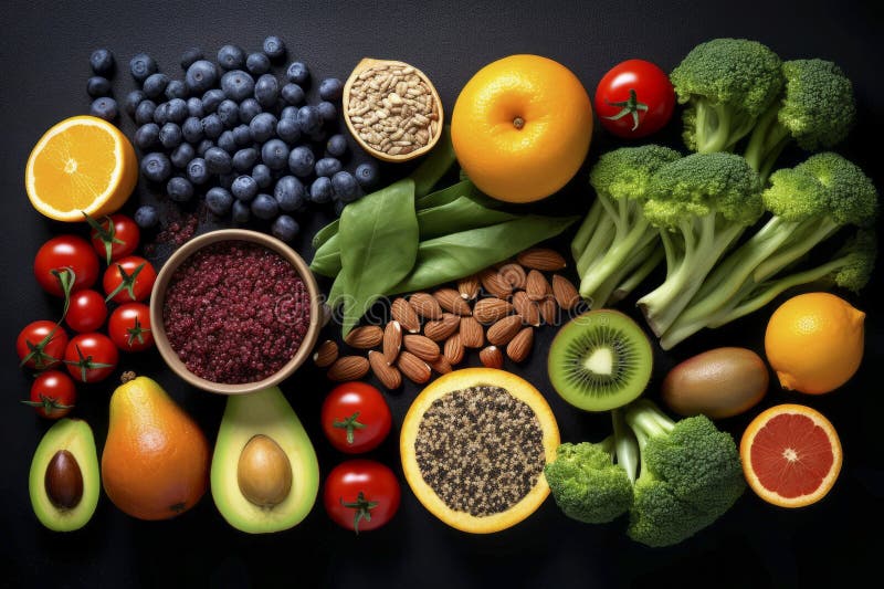 Vibrant Healthy Food Spread Stock Illustration - Illustration of food ...