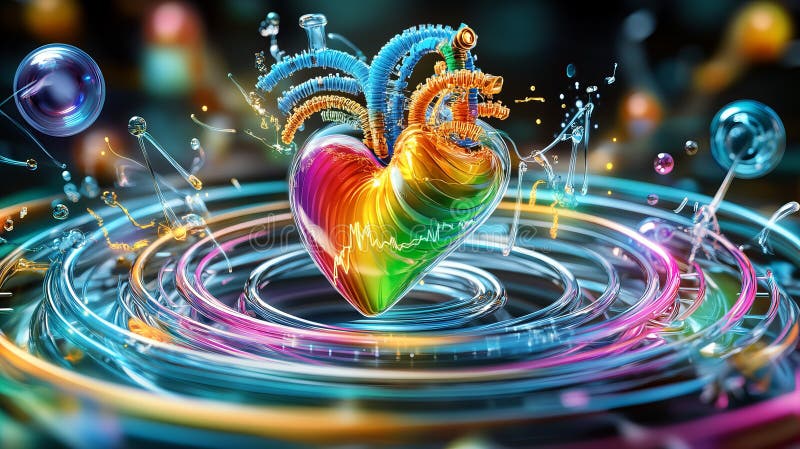 Vibrant Heart Design with Colorful Elements and Dynamic Waves ...