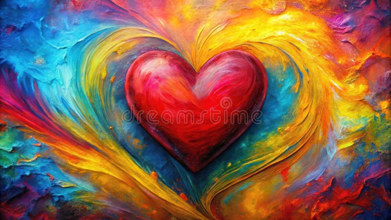 Vibrant Heart Enveloped by Swirling Hues of Passion and Energy ...