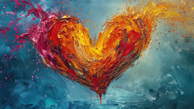 Vibrant Heart Explosion in a Burst of Colorful Paint, Ai Generated ...
