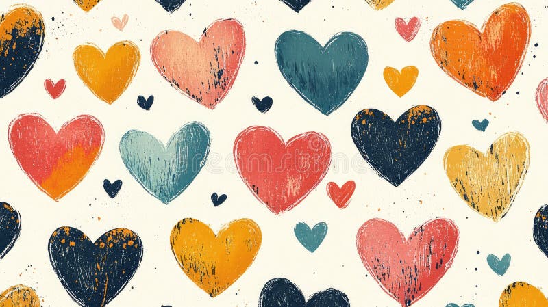 Vibrant Heart Pattern Design with Various Shapes and Textures on a ...