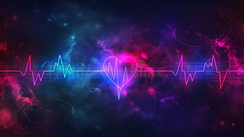 Vibrant Heart Rate Visual with Colorful Wave Patterns and Glowing ...
