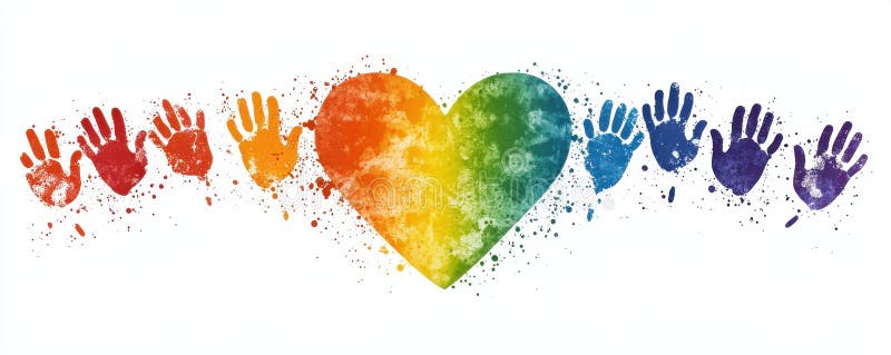 Heart-shaped Rainbow Handprints Symbolizing Unity and Diversity Stock ...