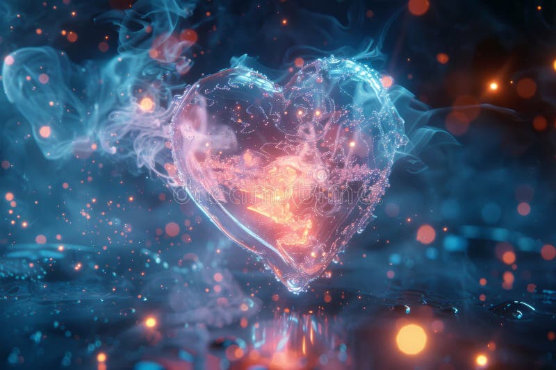 Vibrant Heart Shaped Design Illuminated by Colorful Light and Mist in a ...