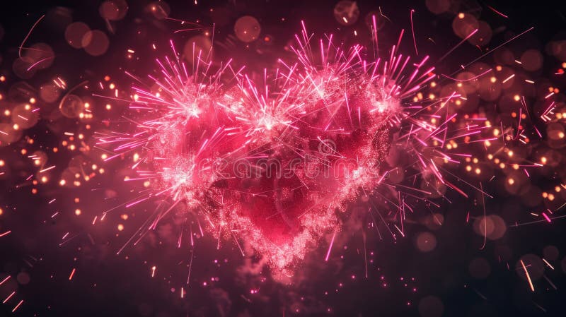 Vibrant Heart-shaped Fireworks Exploding in the Night Sky. this ...