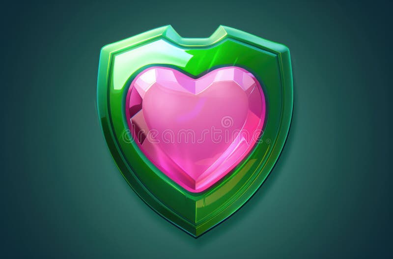 Vibrant Heart-shaped Shield Icon Stock Illustration - Illustration of ...