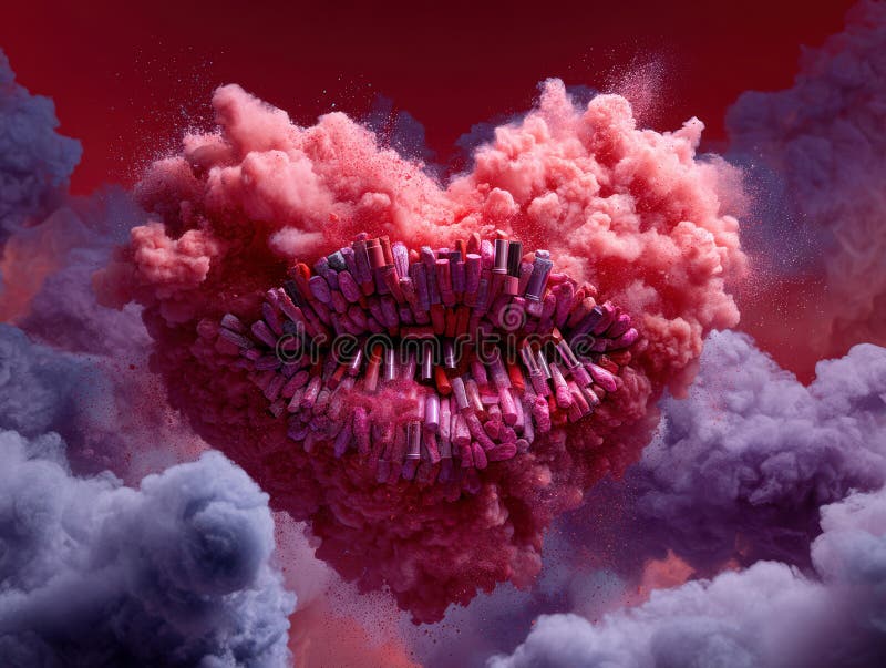 Vibrant, Heart-shaped Structure Composed of Stacked Objects in Red and ...